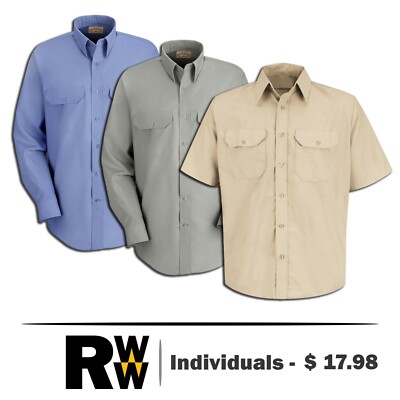 Red Kap Solid Color Dress Uniform Work Shirt Short + Long Sleeve 2 ...