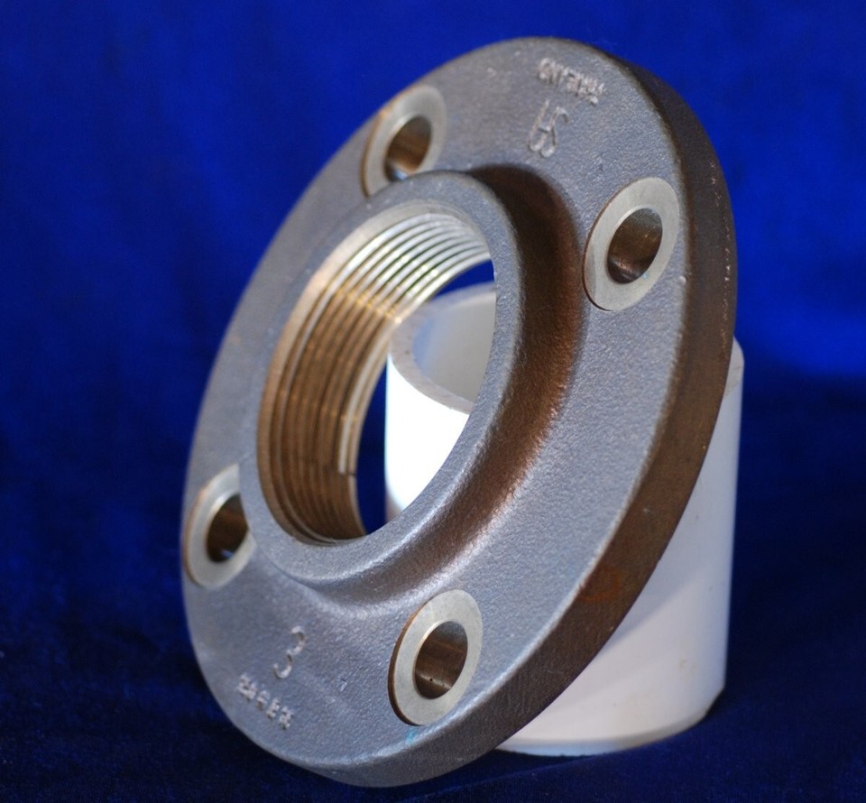 3" NPT Pipe Brass Flange 7 1/2" outside diameter 3/4" Mounting holes ...