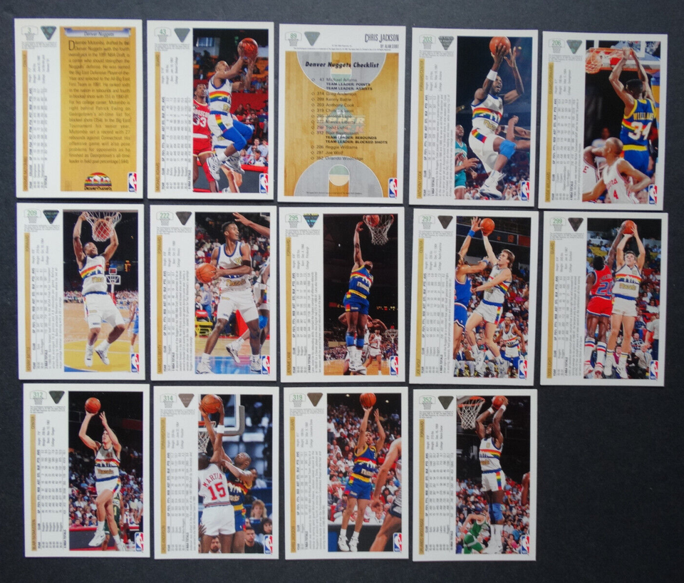 1991-92 Upper Deck Series 1 Denver Nuggets Team Set Of 14 Basketball ...