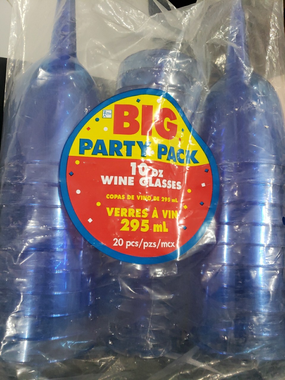 Party Pack Plastic Wine Glasses 20ct 10oz Blue NEW Great For Poolside ...