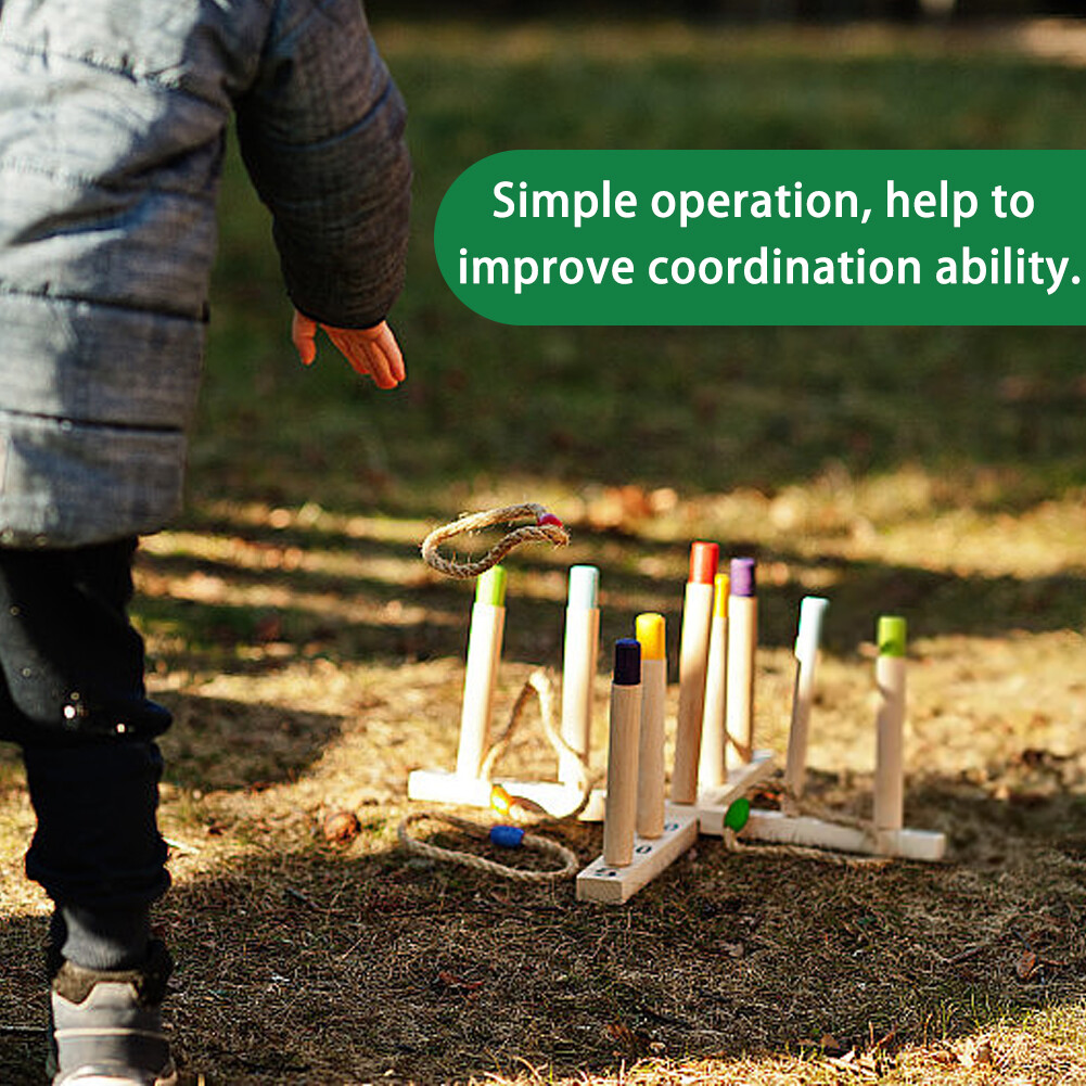 8pcs Wooden Rope Quoit Throwing Circle Skills Family Party Favor Garden ...