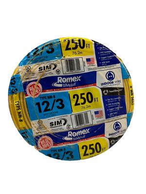 Romex 250 Ft 12/3 Solid SIMpull NM-B W/G Wire Electrical Indoor Home ...