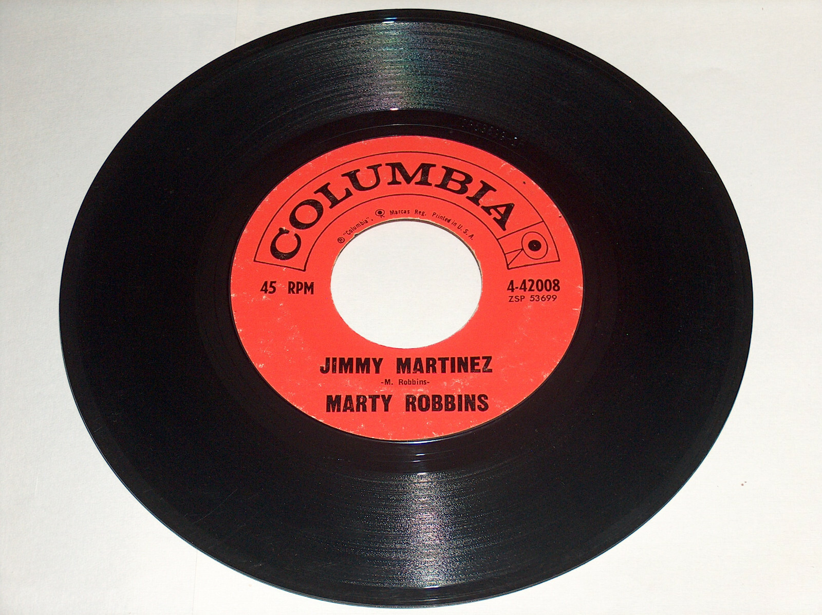 45 RPM Marty Robbins JIMMY Martinez, Ghost Train Columbia Vinile Disco ...