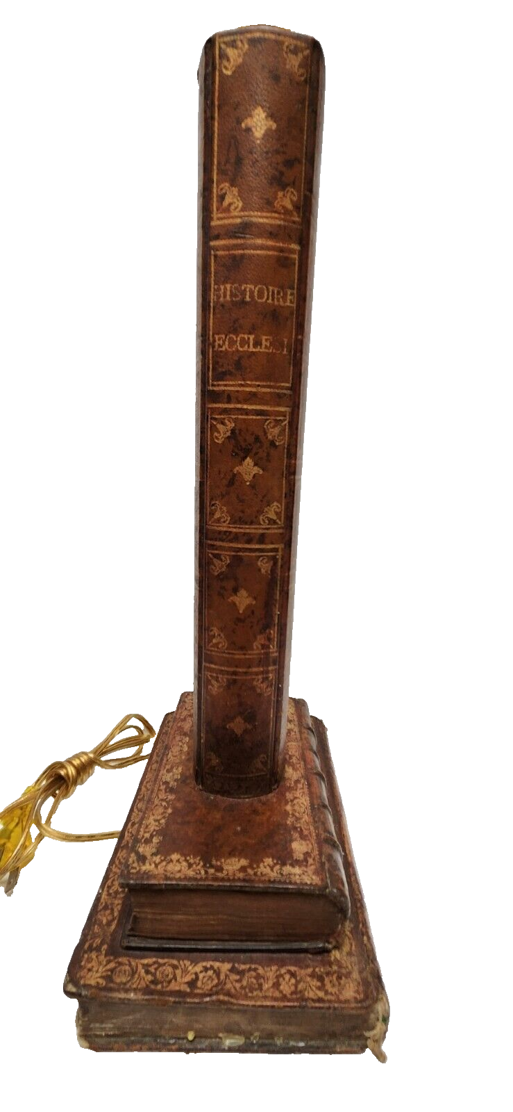 Genuine Antique Stacked French Leather Book Table Lamp Paris Flea ...
