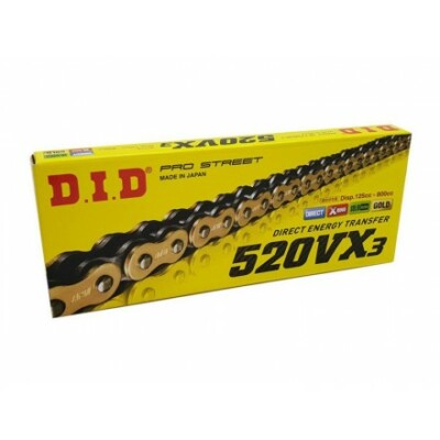 DID 520 VX3 GOLD/BLACK MOTORCYCLE CHAIN WITH RIVET MASTER LINK 120 ...