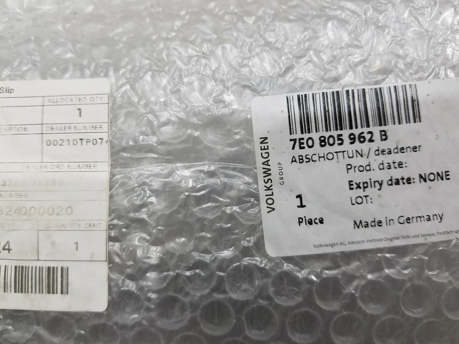 Volkswagen TRANSPORTER T5 Front Lower Noise Insulation Plate 7E0805962B ...