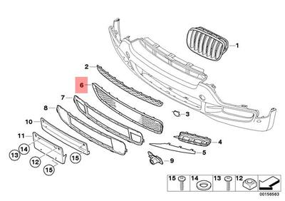 Original Bmw X5 E70 parachoques delantero centro abierto Rejilla Negra ...