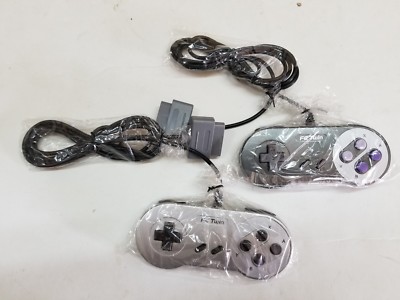 2 FC Twin Or Super Nintendo Controllers 1 Silver 1 Black YOBO Control ...