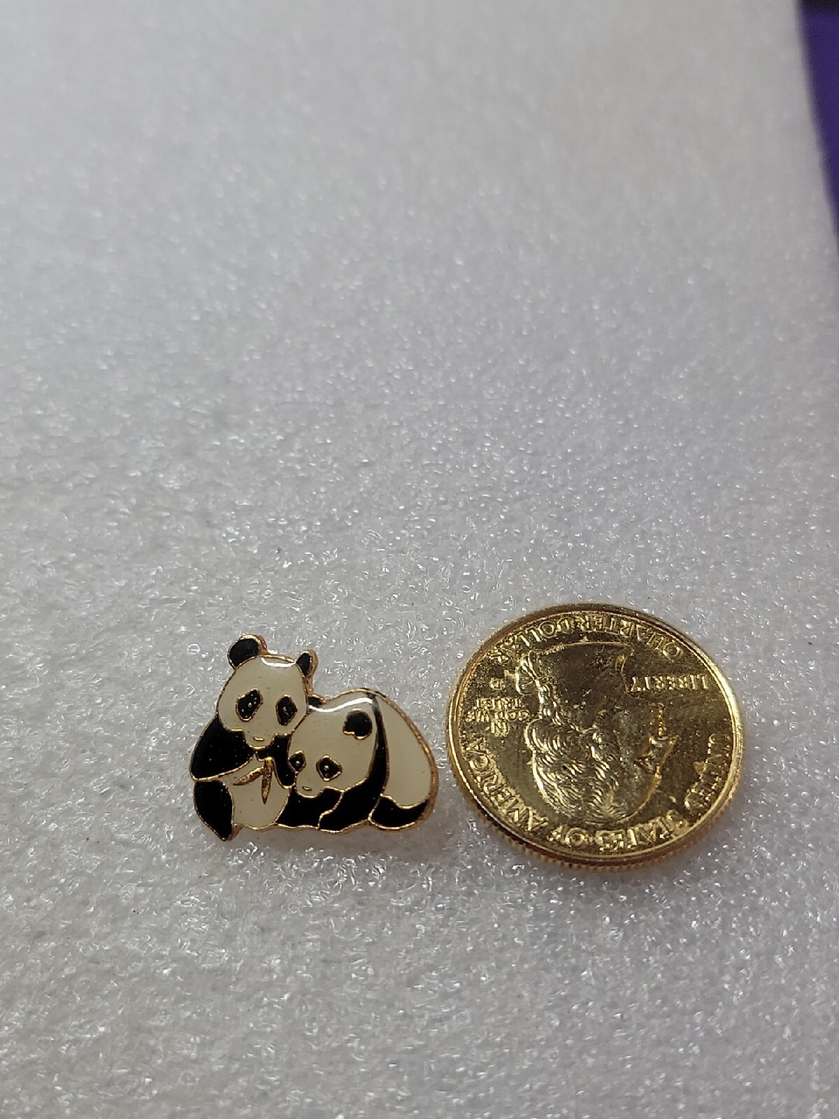 Vintage CWCA Panda Bears Enamel Lapel Pin Latch Back Gold Toned Small ...