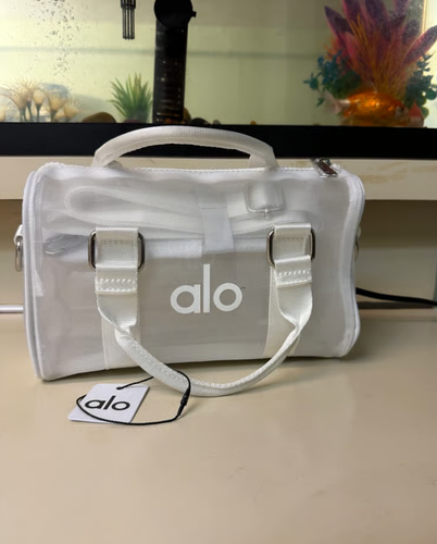 Alo Yoga Sheer Mini Duffle – White Mesh Travel Tote, Stylish ...
