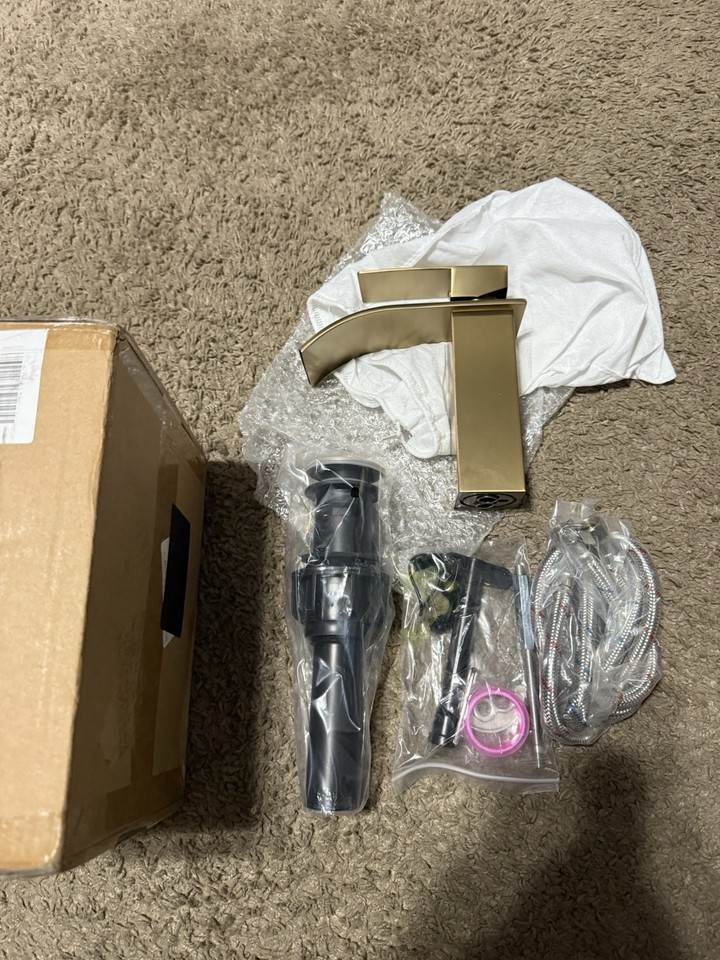 Waterfall Spout 1-Handle/Hole Low Arc Bathroom Faucet Pop Up Drain ...