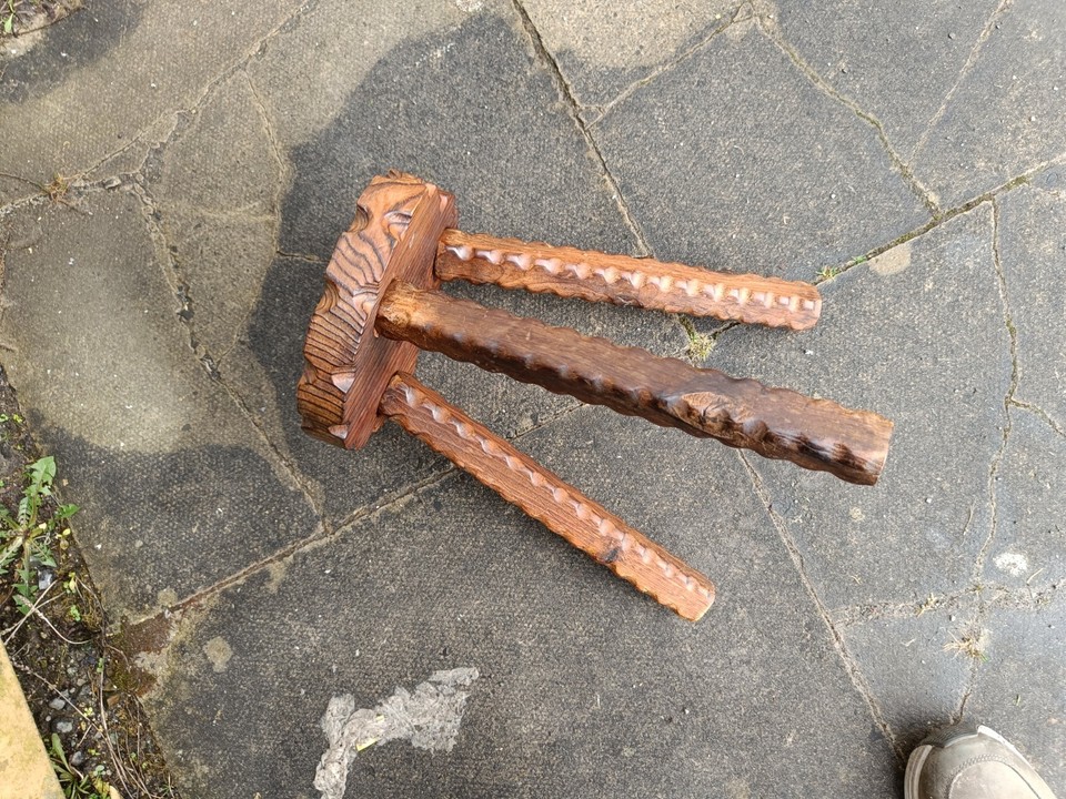 Small 3 Legged Wooden Stool Seat | eBay UK