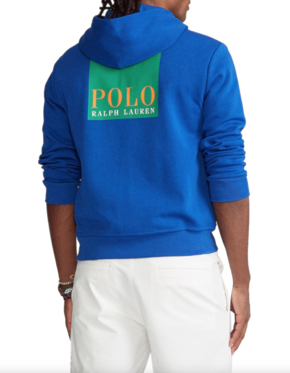 POLO RALPH LAUREN Men's Royal Blue Box Logo Double Knit Full Zip Hoodie ...