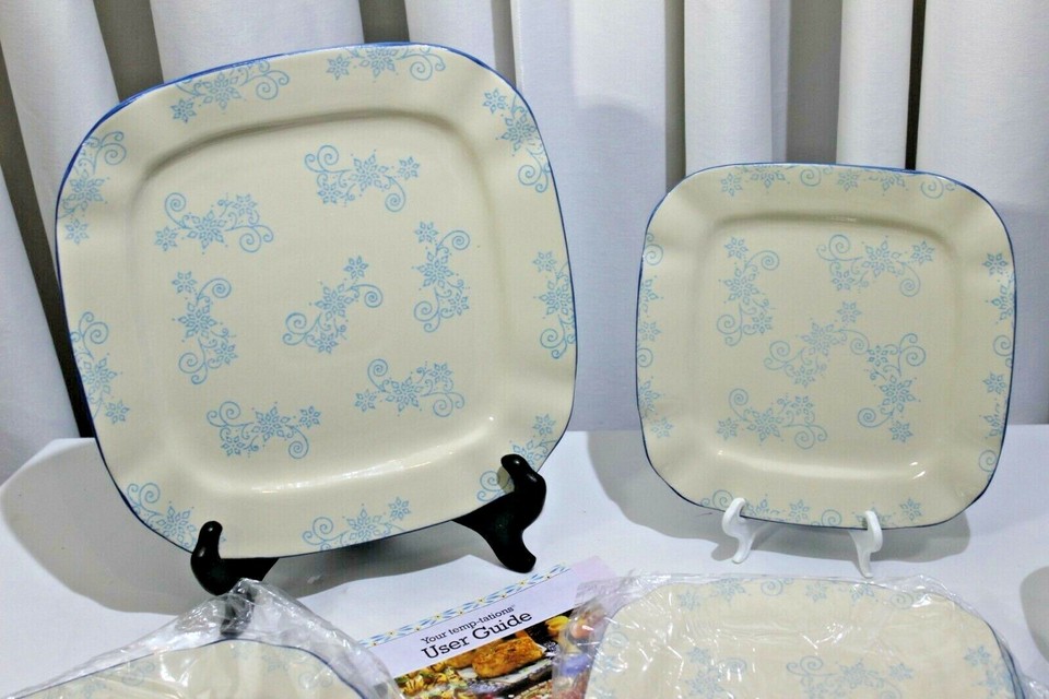Temptations Bakeware Floral Lace 16pc Square Dinnerware Set Item ...