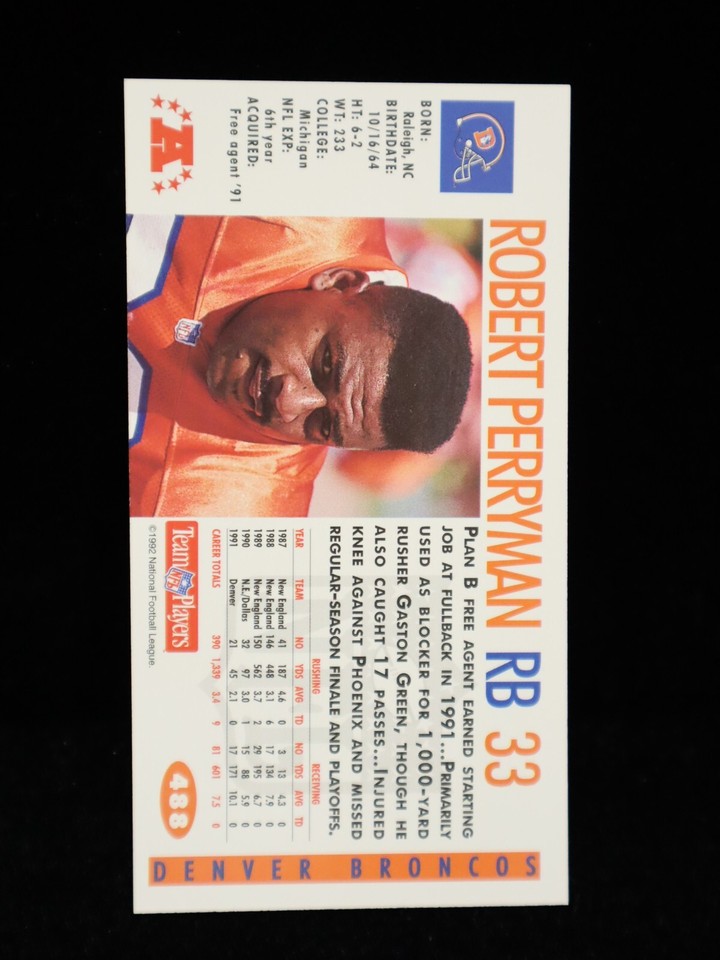1992 Robert Perryman Denver Broncos GameDay Card #488 | eBay