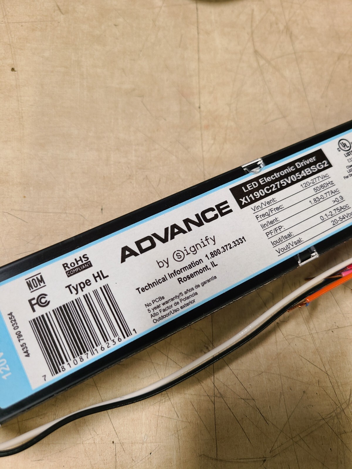 Advance Dimmable LED Driver - 190W 100-277 Vac 100-2750 mA ...