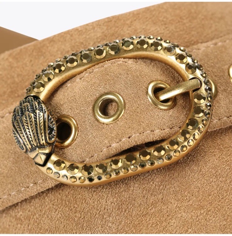 Kurt Geiger Tan Clog Mule Eagle Head Mayfair Suede Shoes 36.5/6 | eBay