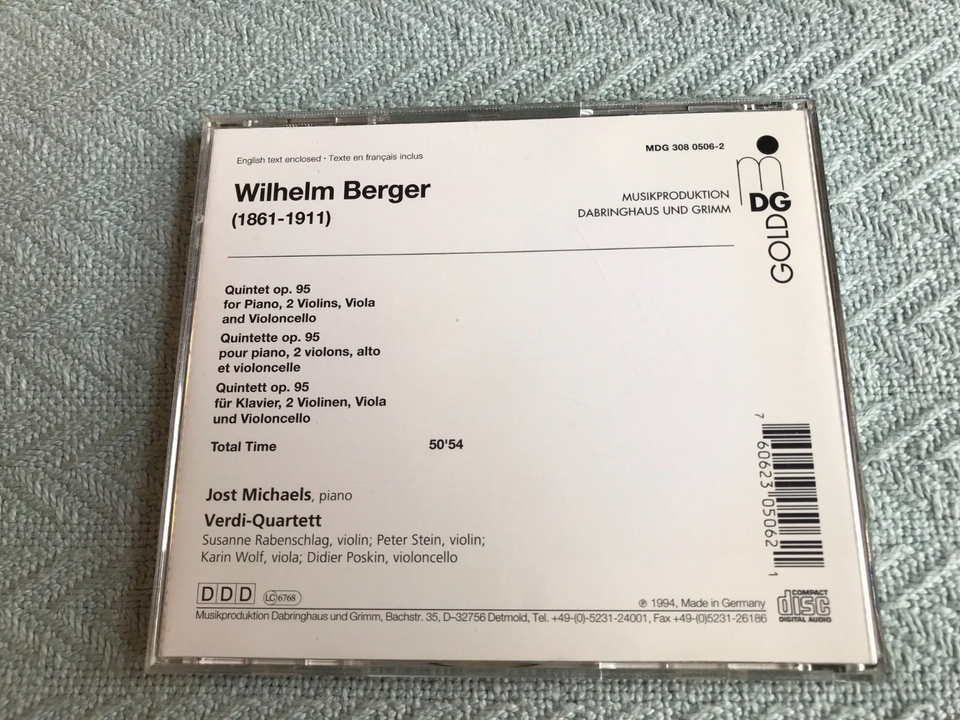 WILHELM BERGER: Piano Quintet, Op. 95 (CD, MDG) | eBay