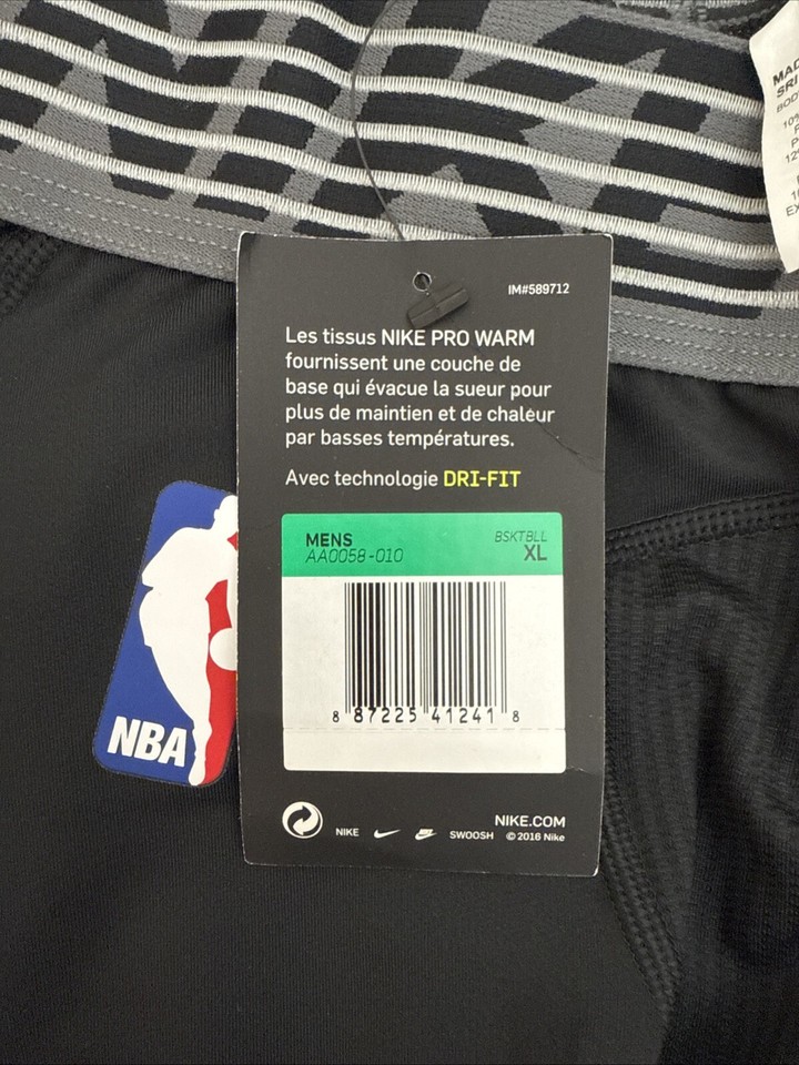 NWT Nike Pro NBA Player Issued 3/4 Compression Tights Black Men's XL | eBay