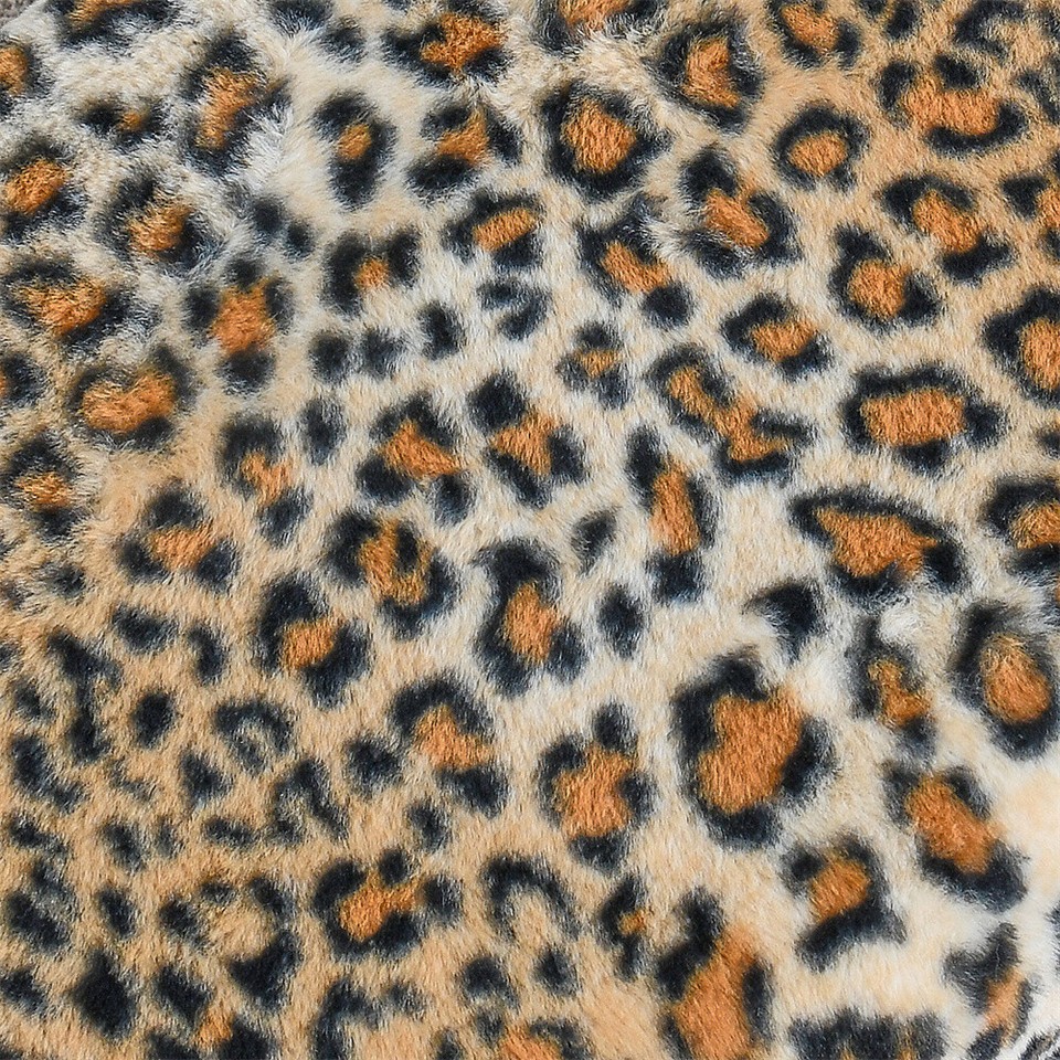 HST Leopard Print Ottoman Faux Fur Footrest Bench Stool Accent Chair ...