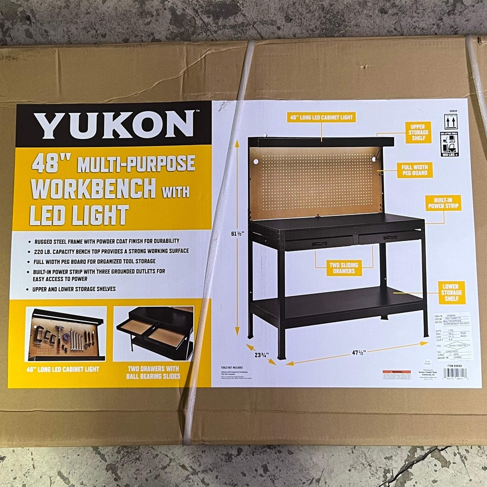 YUKON Multi-Purpose Workbench With Led Light Sz 48", Black 58695 | eBay