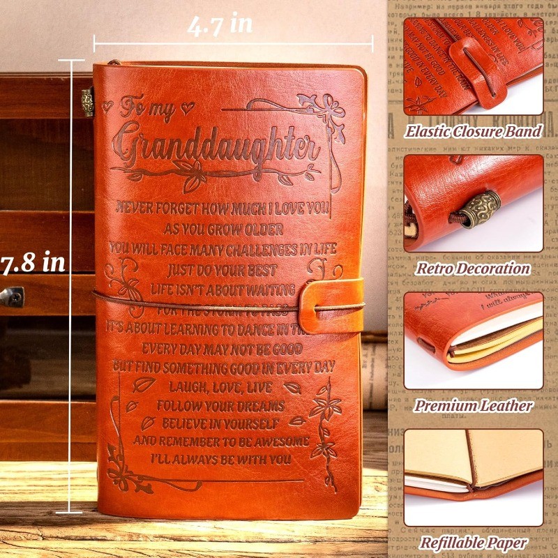 A6 To My Granddaughter Engraved Leather Journal Notebook Travel Diary ...