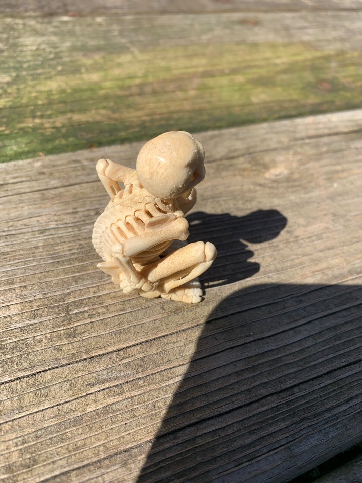 Hand Carved Skeleton Squatting | eBay