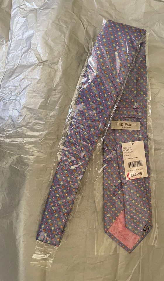 TIE RACK PATTERNED SLIK TIE BLUE MULTI COLOURED formal RRP £45 SAN ...