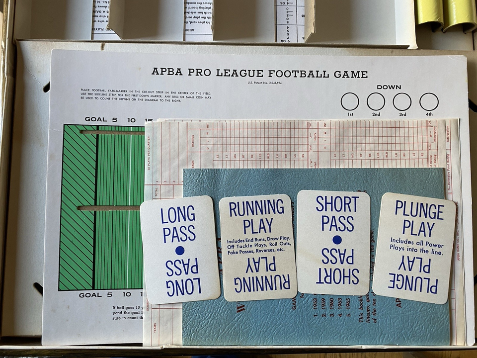 APBA Football World Championship NFL Football Game - Complete with All ...