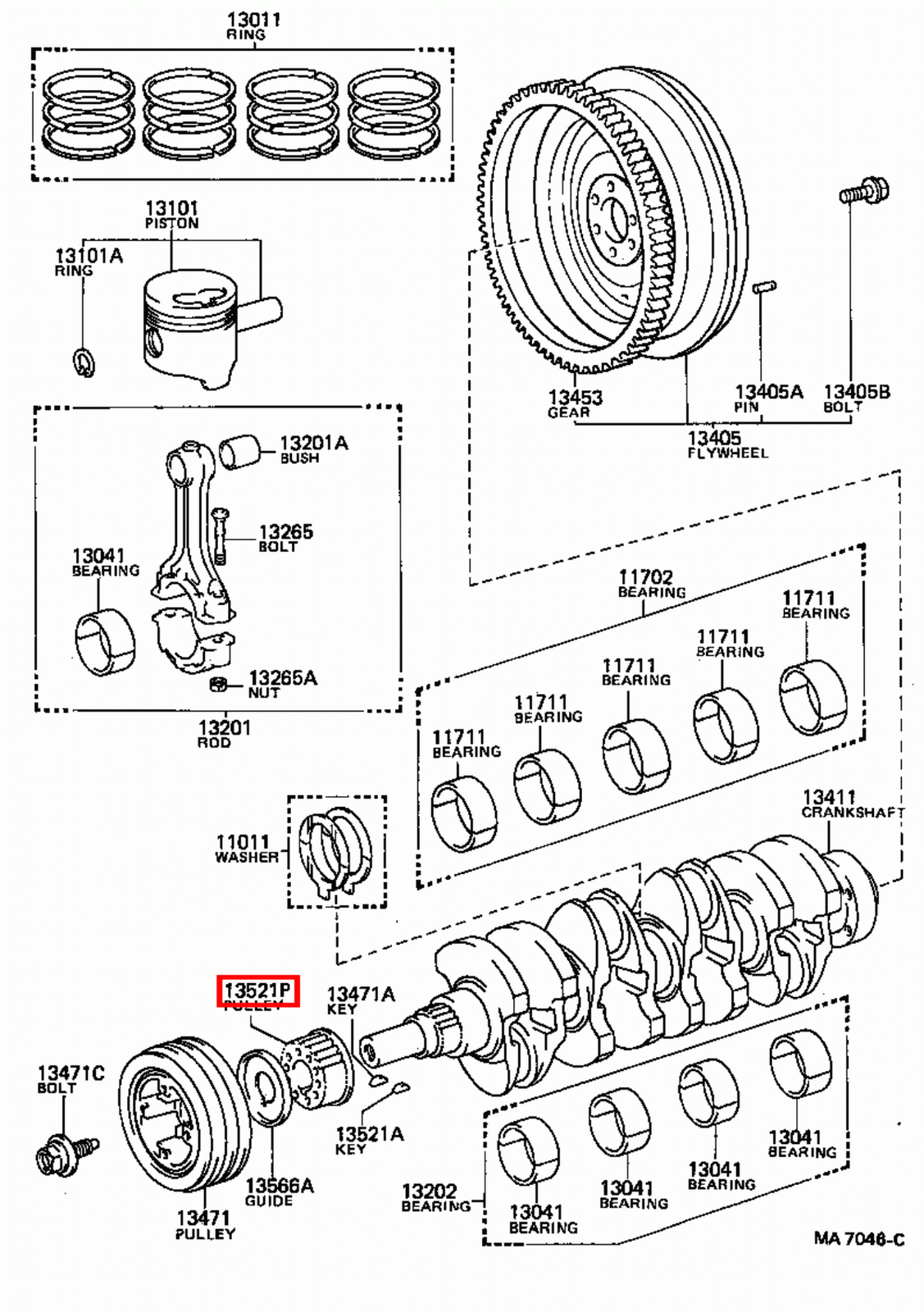 Genuine Hilux LN109 LN108 LN107 3L 2L Crankshaft Timing Gear Sprocket ...