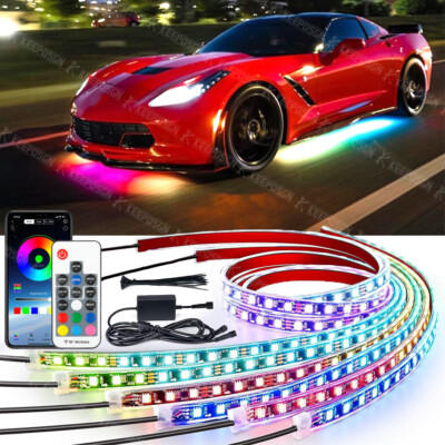 6X LED RGB Underglow Lights Strip Neon APP Remote Control For Chevrolet ...