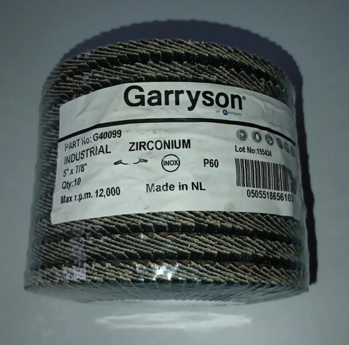 10-PACK - GARRYSON G40099 ZIRCONIUM FLAP DISCS 5" /8" 60 GRIT SHIP for ...