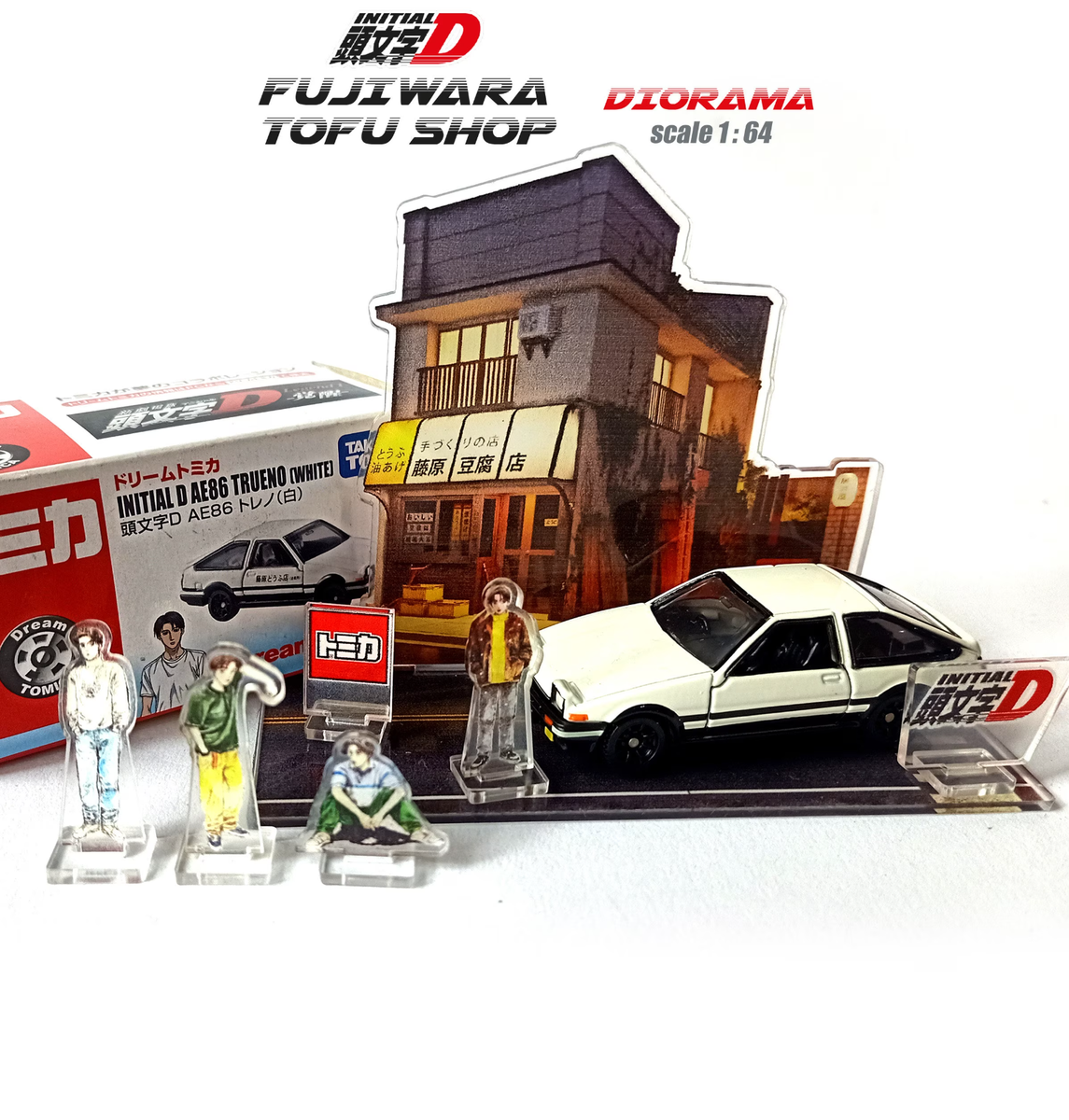 Inicial D Ae86 Tofu MiniAuto 1:28 Scale Initial D Fujiwara Takumi Tofu