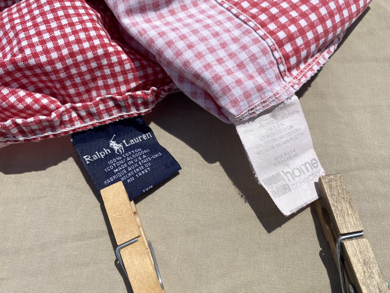 3pc Ralph Lauren Red Gingham Wendy Check TWIN Sheets + JCP Pillowcase ...