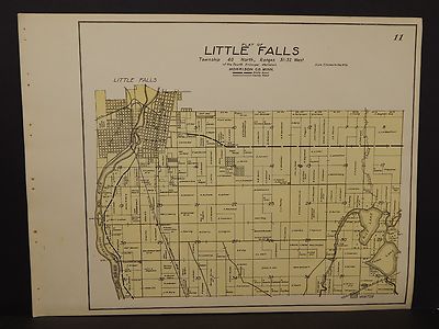 Minnesota Morrison County Map Little Falls Township c.1920 U2#05 | eBay