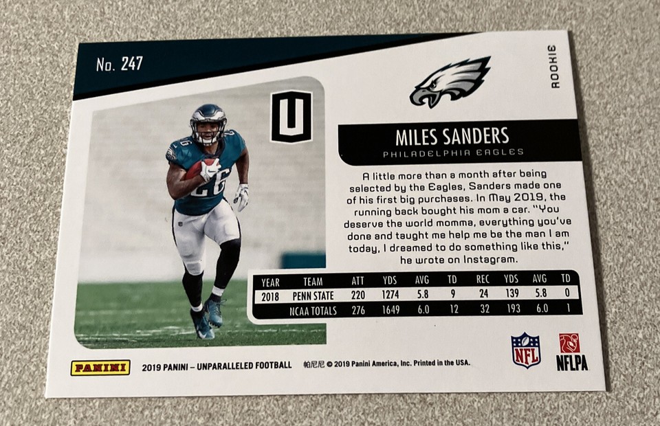 2019 Panini Unparalleled RC #247 Miles Sanders Eagles | eBay