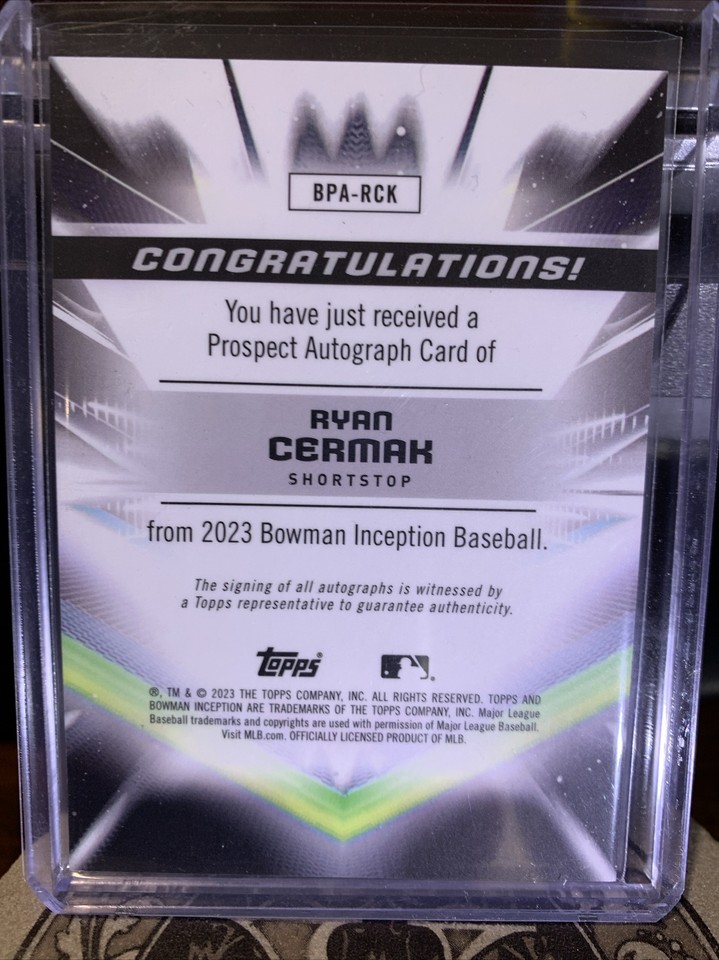 2023 Bowman Inception Ryan Cermak #BPA-RCK Auto # 166/300 Rays | eBay