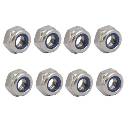 8Pc M6 x 1mm Pitch Metric Thread 304 Stainless Steel Left Hand Lock ...