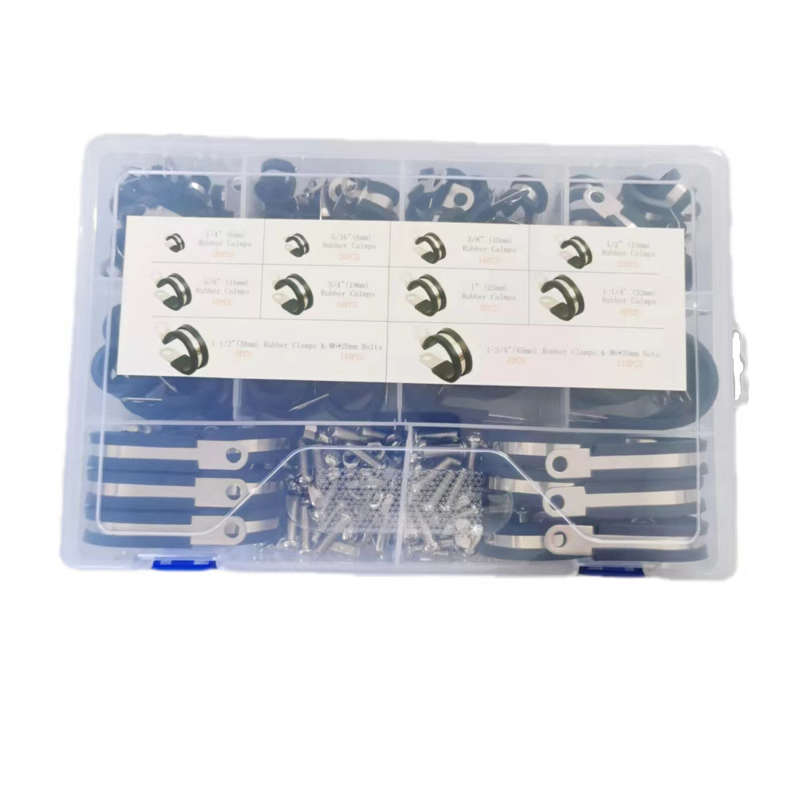 Rubber Lined P Clips Screws Set Kit Wiring Hose Pipe Tube Cable Clamps ...