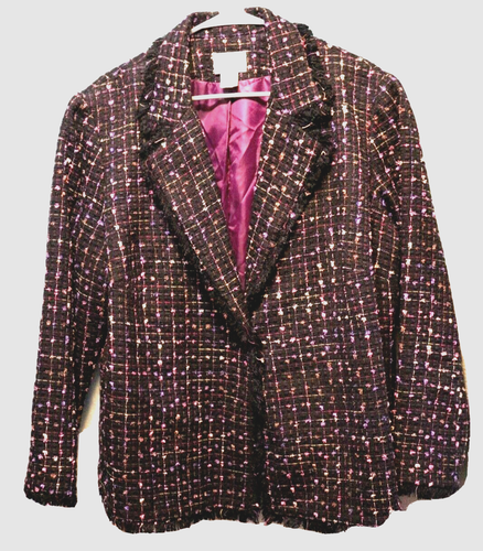 Breckenridge ♈Woman's Tufted 1 button Jacket size 20~black/multi~color ...