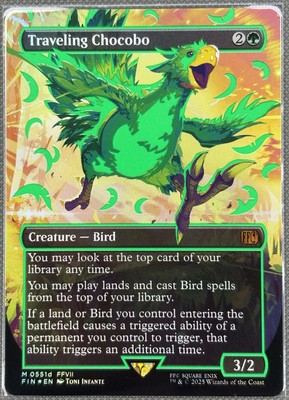 Traveling Chocobo - Foil - Borderless - Neon Ink Green - MTG Final ...