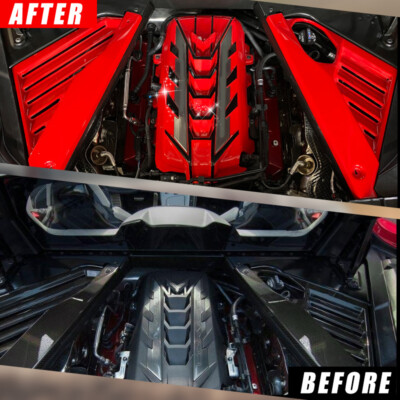 2X Gloss Red Engine Covers Engine Bay Panel Trim Cover For 2020-2024 ...