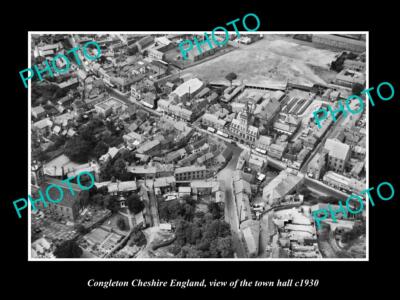 OLD POSTCARD SIZE PHOTO CONGLETON CHESHIRE ENGLAND THE TOWN HALL c1930 ...