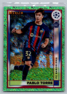 2022-23 Merlin Chrome UEFA Pablo Torre Neon Green Shimmer Refractor ...