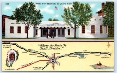 LA JUNTA, CO Colorado ~ BENT'S FORT MUSEUM w/Map Otero County c1950s ...