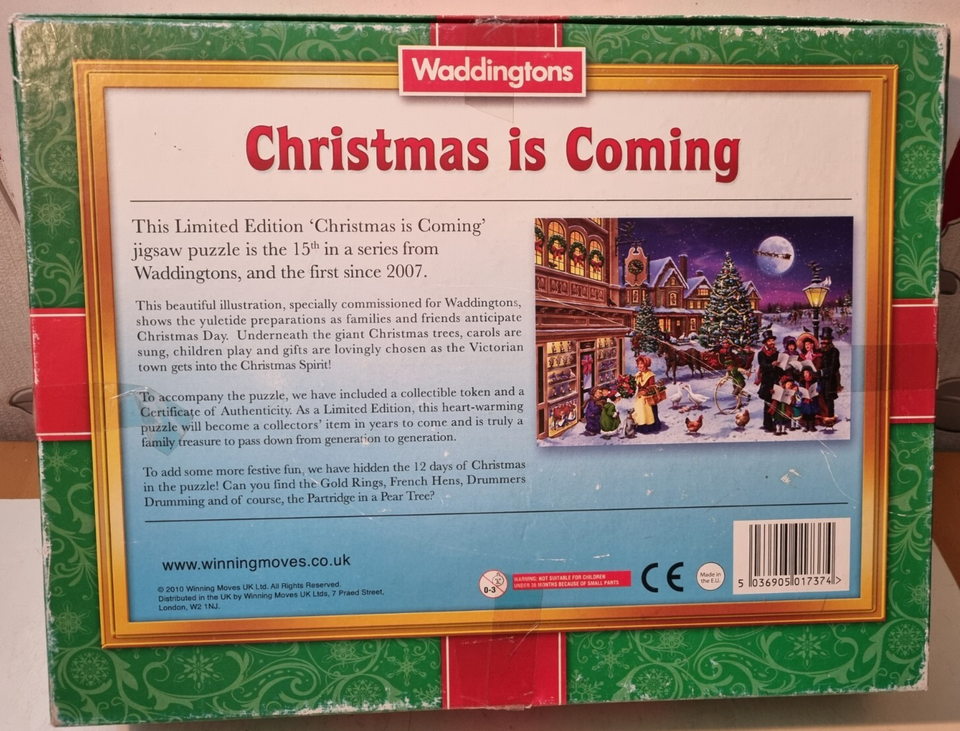 1000 piece jigsaw by Waddingtons "Christmas is Coming" + certificate ...