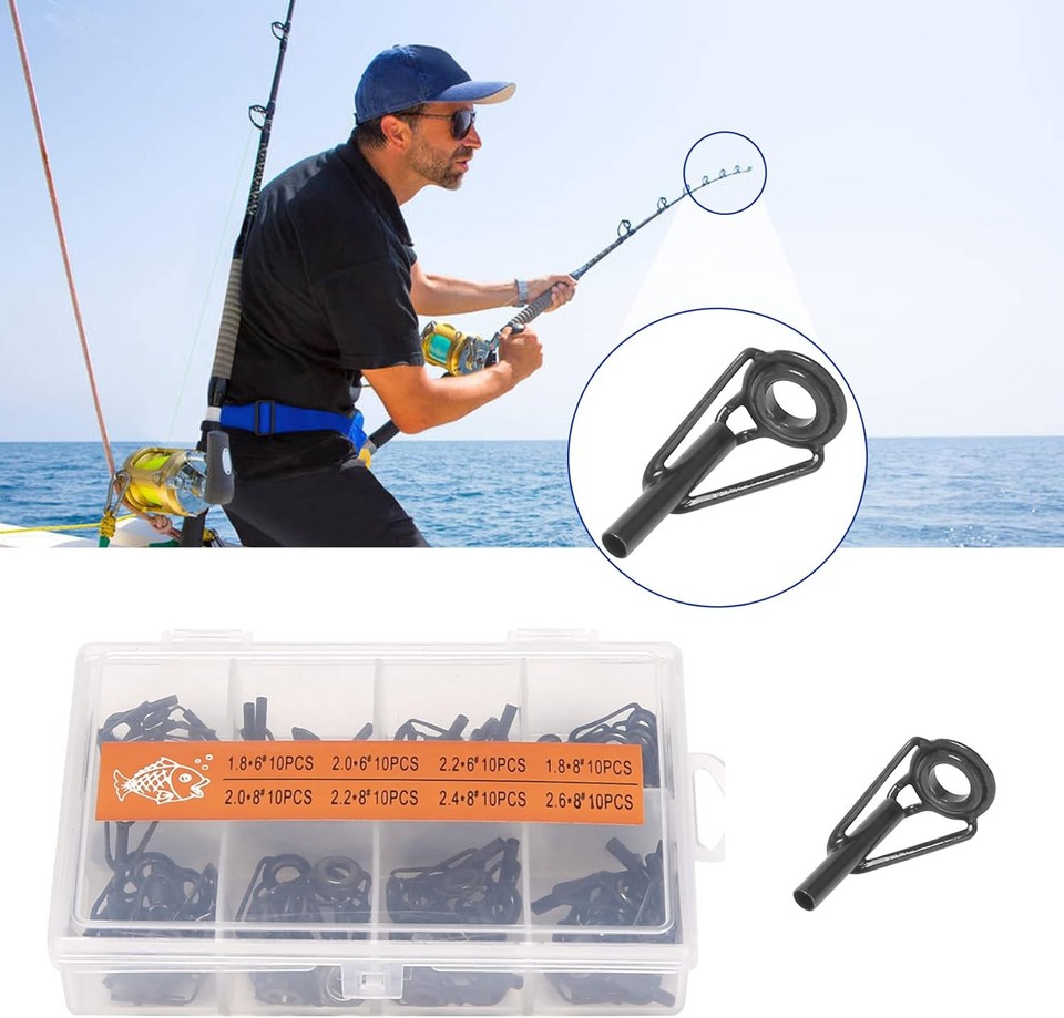 50 Pieces Fishing Rod Tip Repair Kit Tips Replacement 50 Pcs, Black | eBay