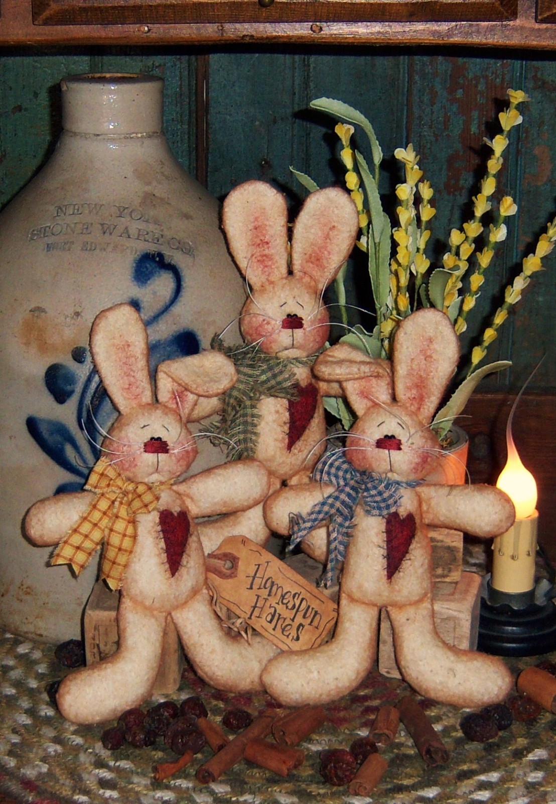 Primitive Patti's Ratties Bunny Rabbit Doll Ornies Tucks Paper Pattern ...