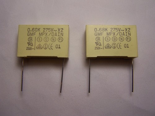 0.68uF K 275V AC Safety Capacitors (2pcs.) 27.0 mm Pitch ( MPX/DAIN ...