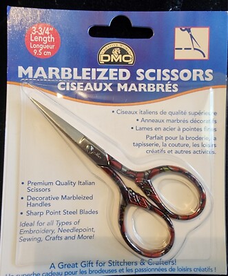 DMC Marbleized Italian Embroidery Scissors 3-3/4 Inch Sharp point steel ...